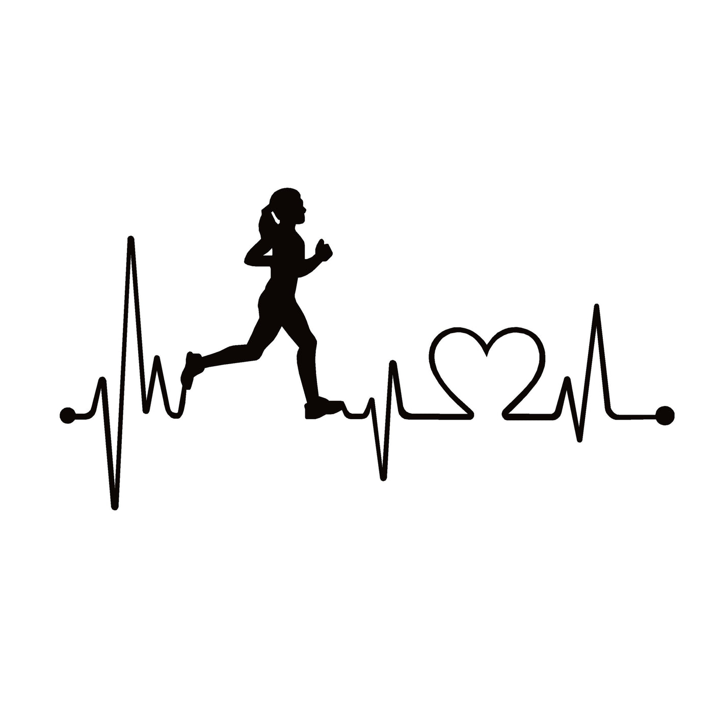 Woman Jogger Heartbeat Sticker - Run Heartbeat Lifeline Decal 7284 ...