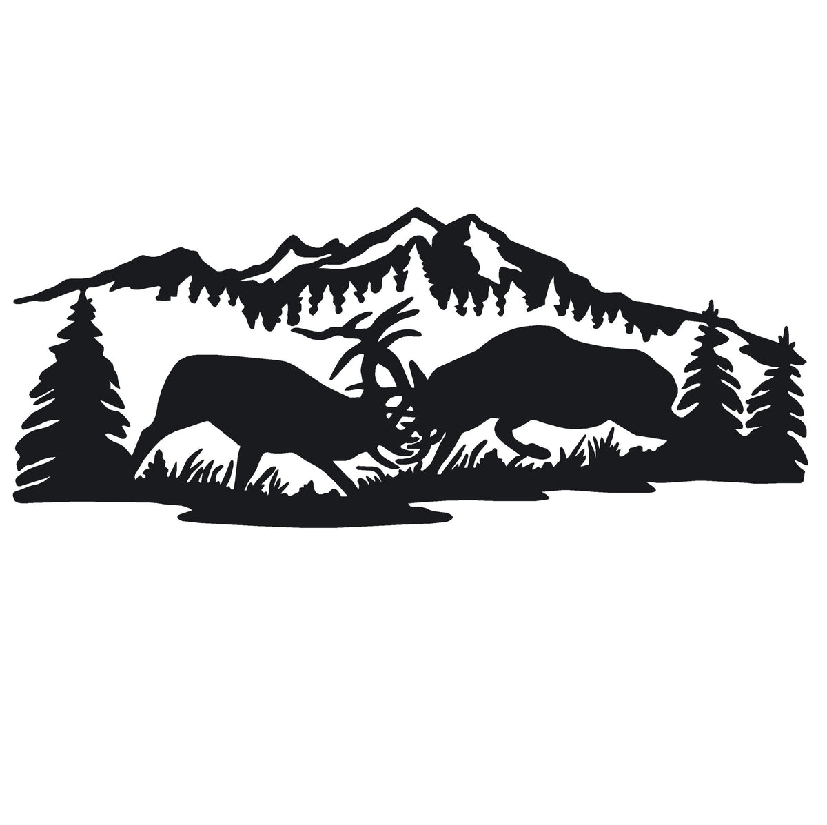 Elk Hunting Bulls Fighting Decal - Bulls Fighting Scene Sticker 7339 ...