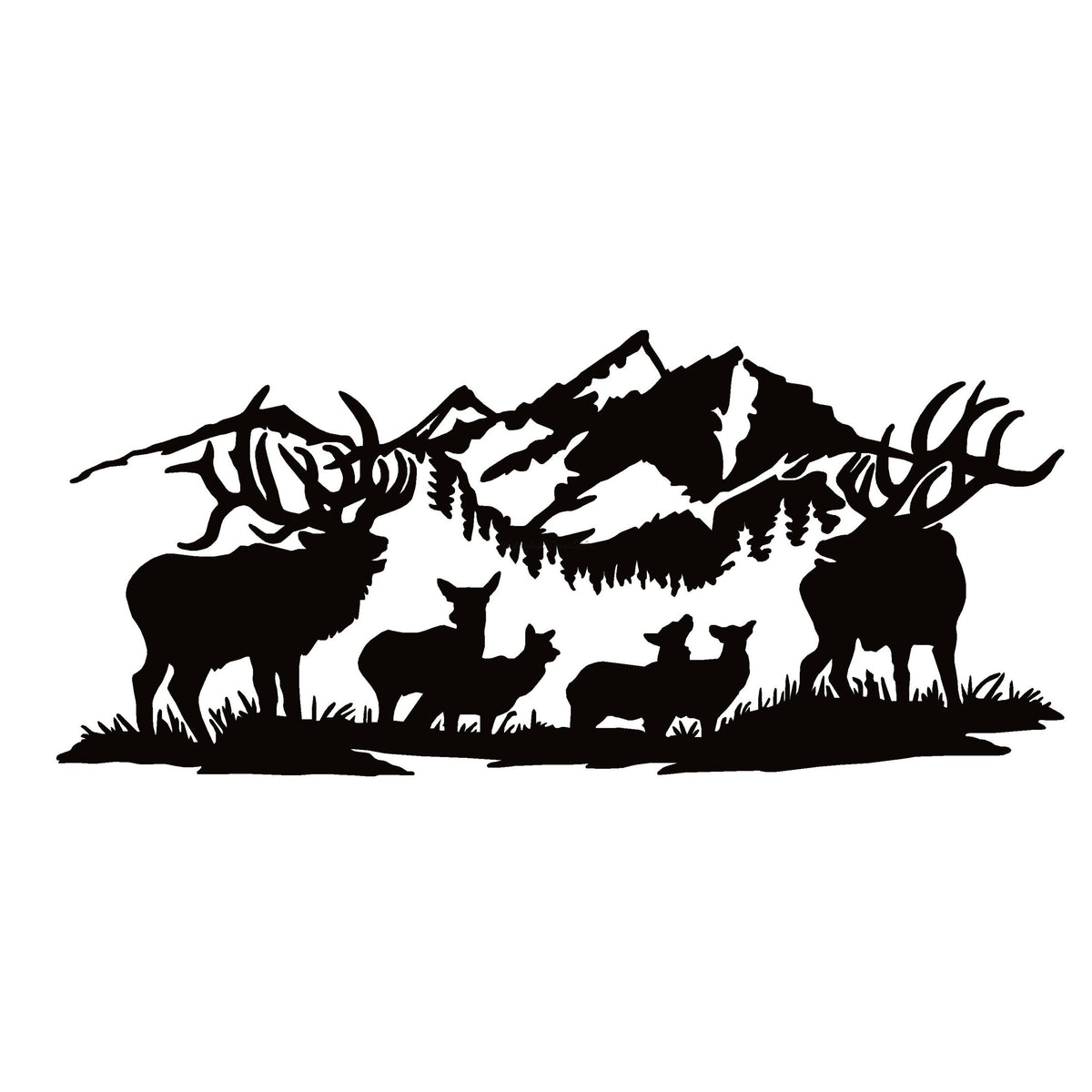 Elk Hunting Decal - Two Bulls and Cows Scene Elk Hunting Sticker 7340 ...