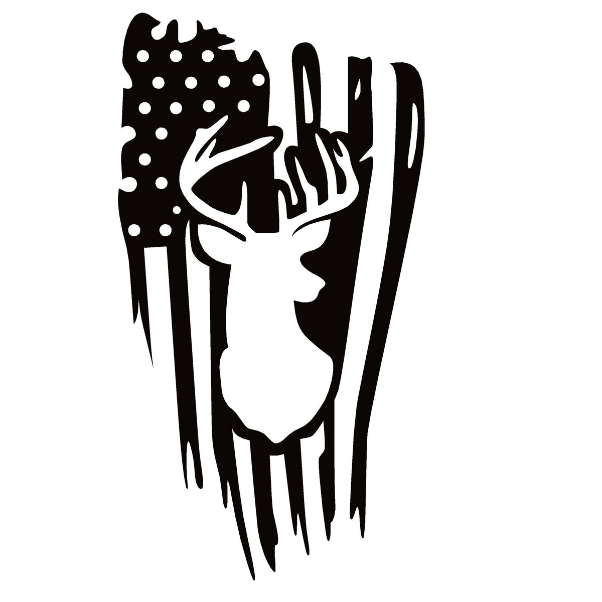 Deer Head Decal - Deer Buck Head Back Image USA Flag Decal – 7418 ...