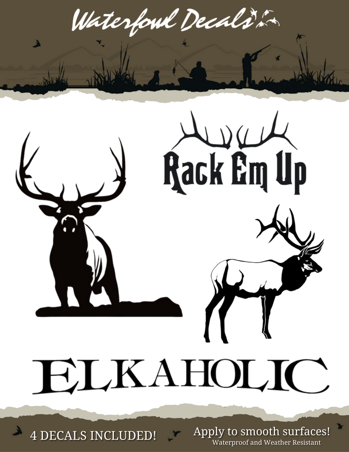 Waterfowl Decals Ultimate 5pc Elk Stickers - Waterfowl Decals